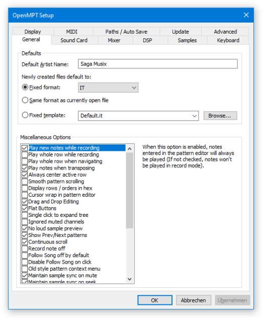 Manual: Setup/General - OpenMPT Wiki