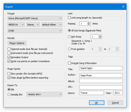 Manual: Saving and exporting - OpenMPT Wiki